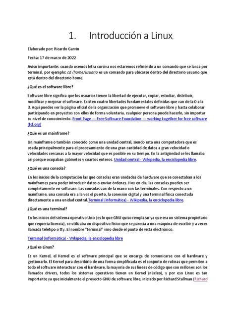 introducción a linux pdf interfaz de línea de comando software libre