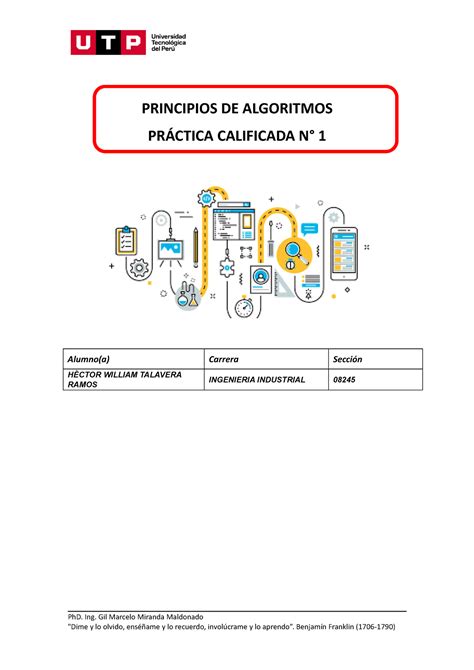 Algoritmos PA Práctica Calificada PRINCIPIOS DE ALGORITMOS PRÁCTICA CALIFICADA N