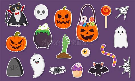 Stickers Set With Halloweens Elements Great For Greeting Cards Design