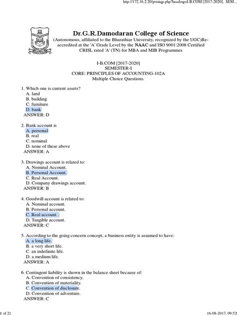 Mcq Principles Of Accounting 1 Pdf