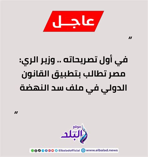 موقع صدى البلد عاجل في أول تصريحاته وزير الري مصر تطالب