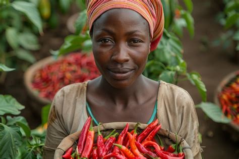 Une Femme Africaine Récolte Des Légumes Photo Gratuite