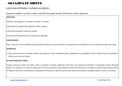 Superar los miedos Juegos educativos para niños