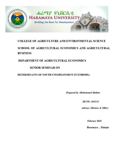Mohammed Muktar Seminar To Print Pdf Unemployment Employment