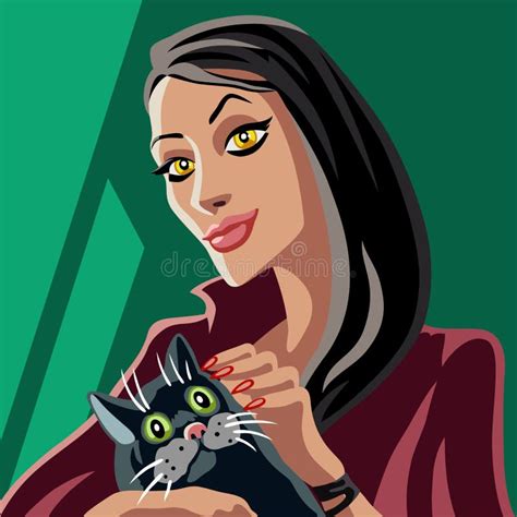 Illustration Der Roten Hexe Und Der Schwarzen Katze Vektor Abbildung Illustration Von Partei