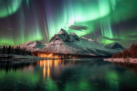 Stunning Aurora Borealis Display In The Night Sky Colorful Northern