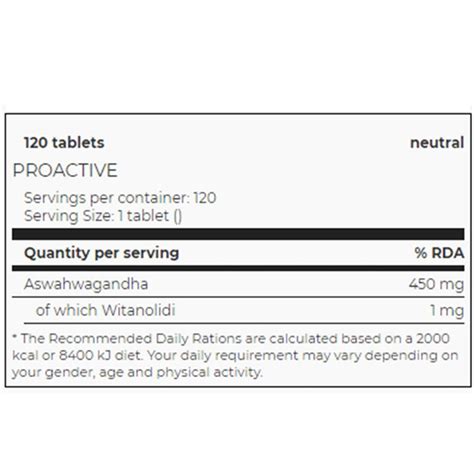 Proactive Ashwagandha ვიტამინი Extra Ge 809039