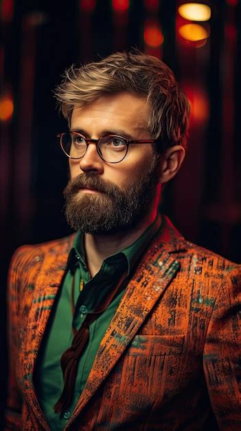 Premium Ai Image Western Man With Bushy Beard Wearing Glasses