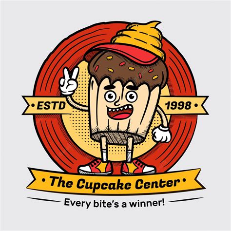 Premium Vector Retro Mascot Logo Food Cupcake