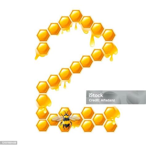 벌집 번호 2 꿀 방울과 꿀벌 만화 스타일의 음식 디자인 평면 벡터 일러스트 흰색 배경에 고립 벌에 대한 스톡 벡터 아트 및 기타 이미지 Istock