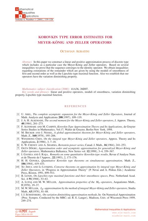 Pdf Korovkin Type Error Estimates For Meyer König And Zeller Operators