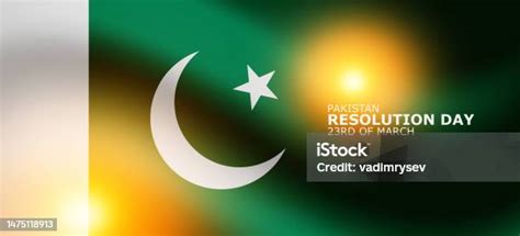 파키스탄의 날 3월 23일 결의일 파키스탄의 국기를 흔드는 배너와 렌즈 플레어가 있는 태양 0명에 대한 스톡 벡터 아트 및 기타 이미지 Istock