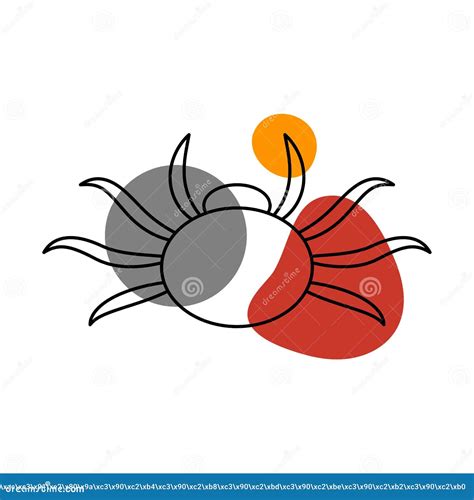 Spider In The Style Of Line Art With Colored Spots Stock Vector