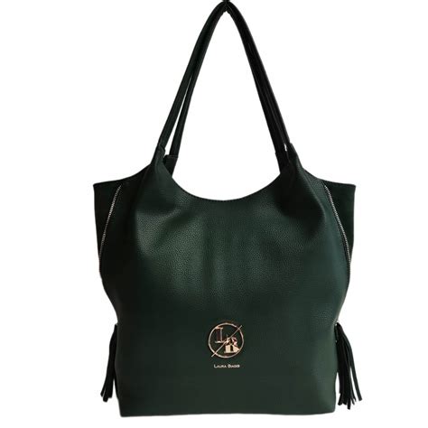 Torebka Shopper Laura Biaggi Zielona Butelkowa 12487952337