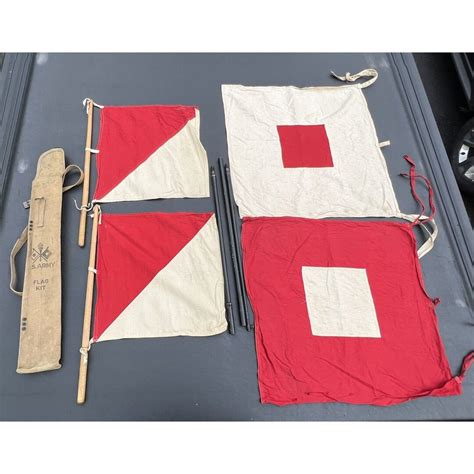 WW2 US Army Signal Flag Kit W Canvas Case 3 Pc Pole 4 Flags Etsy