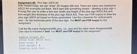 Solved Assignment 4b Plus Sign Ascii Art With Nested