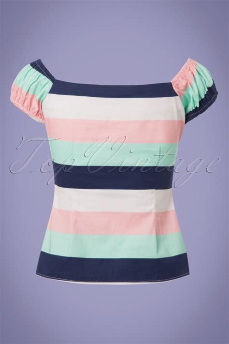 50s Dolores Top Carmen In Candy Stripes