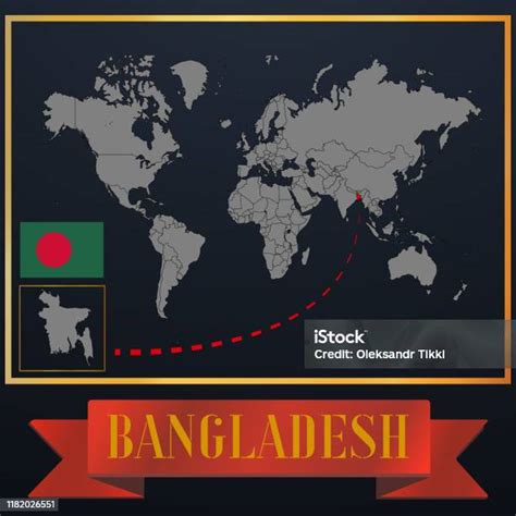 방글라데시 솔리드 컨트리 개요 실루엣 현실적인 세계지도 템플릿 인포 그래픽 벡터 일러스트 레이션 고립 된 개체 배경 국기에 대한 아틀라스 국가 설정 가정 생활에 대한 스톡