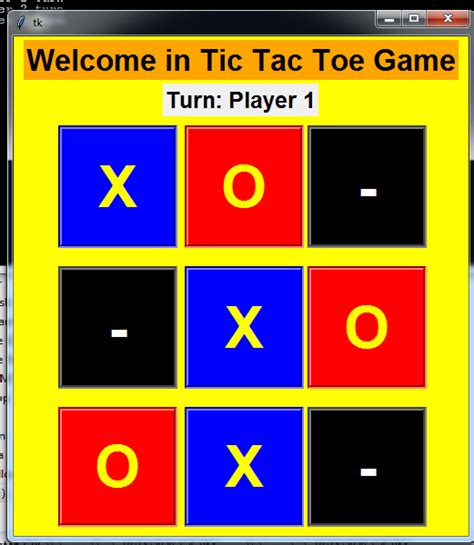 Tic Tac Toe Multiplayer Game Using Tkinter