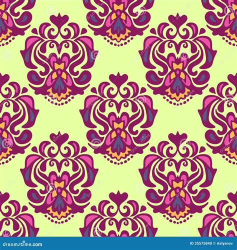 Seamless Pattern Damask Motif Stock Illustration Illustration Of