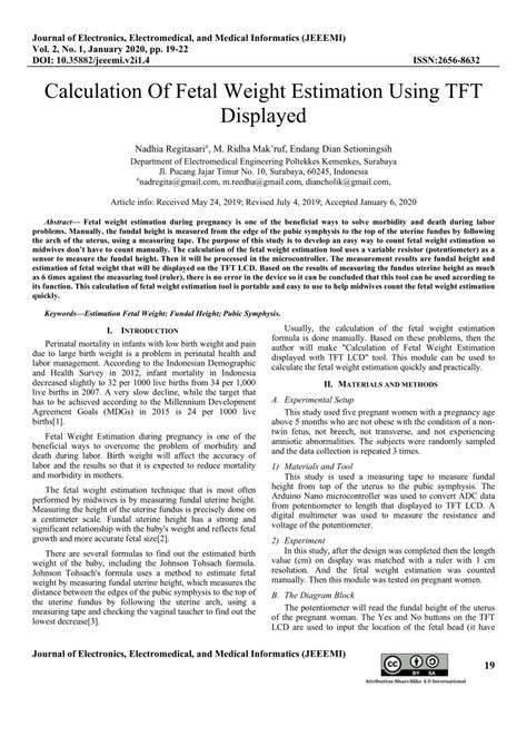 Pdf Calculation Of Fetal Weight Estimation Displayed With Tft Lcd