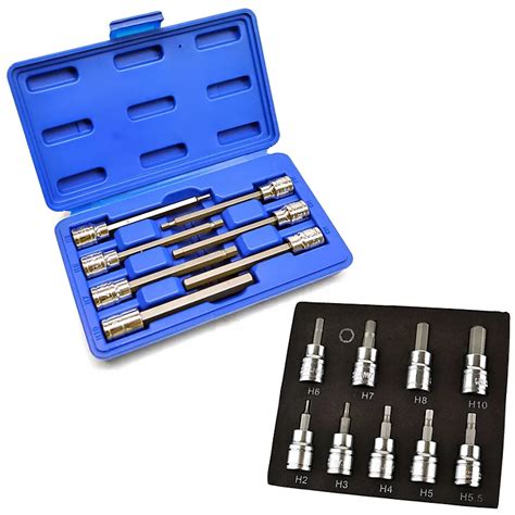 Long And Short Hex Allen Key Socket Bit Set 3 8in Dr H2 To H10 Mm Diy