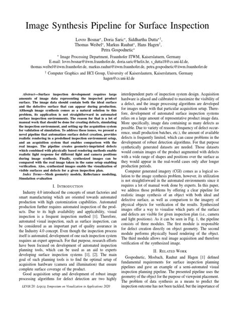 Levia2020 Image Synthesis Pipeline For Surface Inspection Pdf
