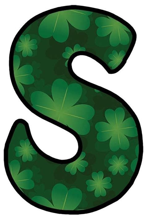 Bubble Letter S With Shamrock Leaves