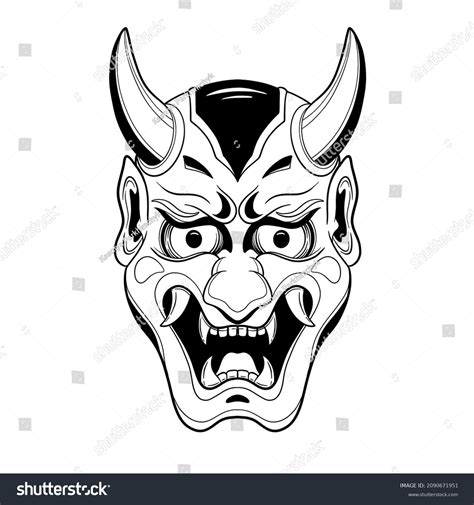 한야 마스크 문신 일본 문신 가부키 스톡 벡터로열티 프리 2090671951 Shutterstock