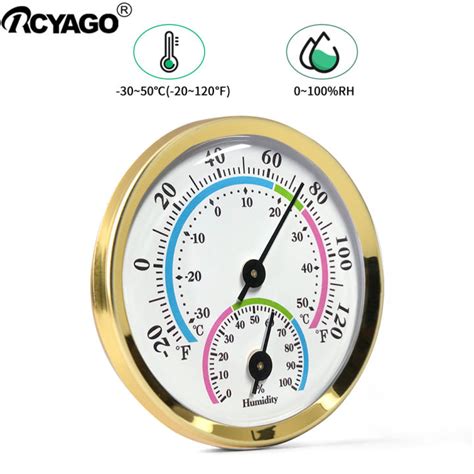 Rcyago New Aluminium Temperature And Humidity Indicator 30 50°c 20 120°f Indoor Temp And
