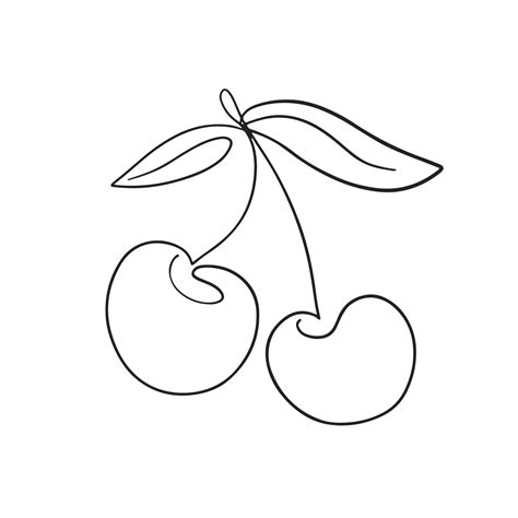 Cherry Tattoo Drawing Minimalist Black Linear Sketch