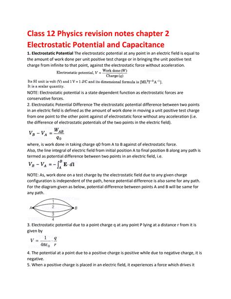 Solution Class 12 Physics Revision Notes Chapter 2 Electrostatic