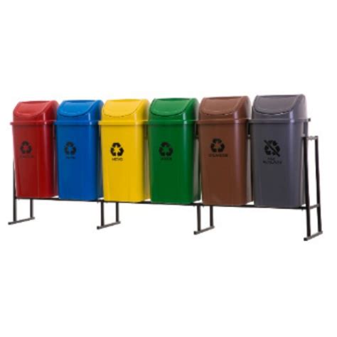 Conjunto Para Coleta Seletiva Com 6 Lixeiras Basculantes 60 Litros