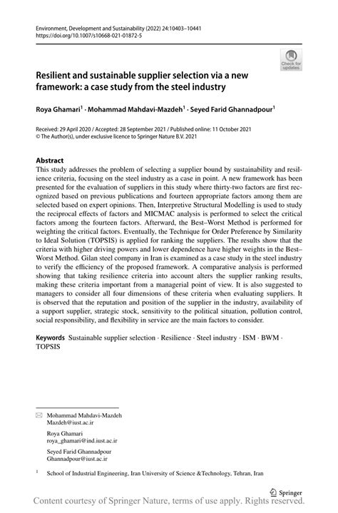 Resilient And Sustainable Supplier Selection Via A New Framework A