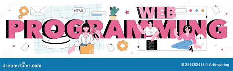 Web Programming Typographic Header Coding Testing And Writing Programs Stock Illustration