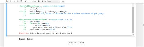 c1 w2 linear regression expected value matches but test case fails