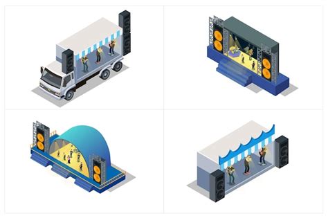Premium Vector Illustration Set Of Isometric Music Stages