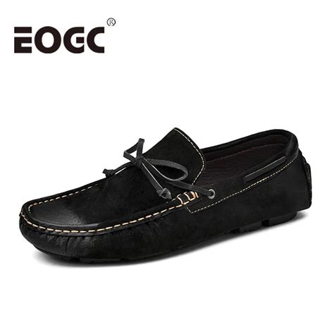 Size 38 45 Suede Leather Men Loafers Genuine Leather Men Casual Shoes