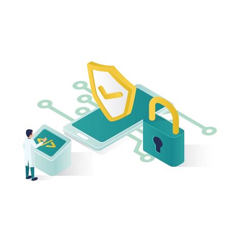 Premium Vector Isometric Data Security Illustration People Data Security In Isometric Style