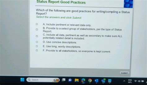 Status Report Good Practices Which Of The Studyx