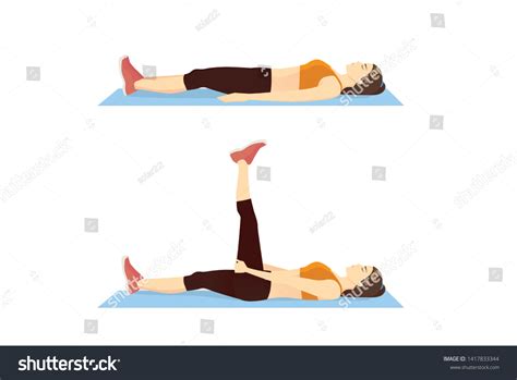 Woman Doing Exercise Hamstring Stretch Back Stock Vector Royalty Free