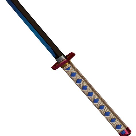 Demon Slayer Giyuu Katana 3d Print Model Wireframe