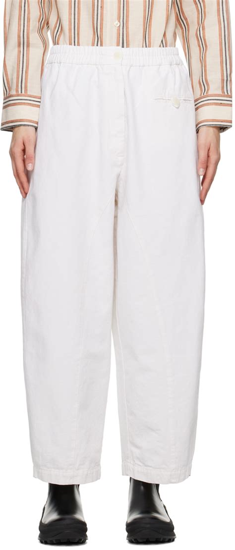 Cordera Cordera Off White Curved Trousers Editorialist