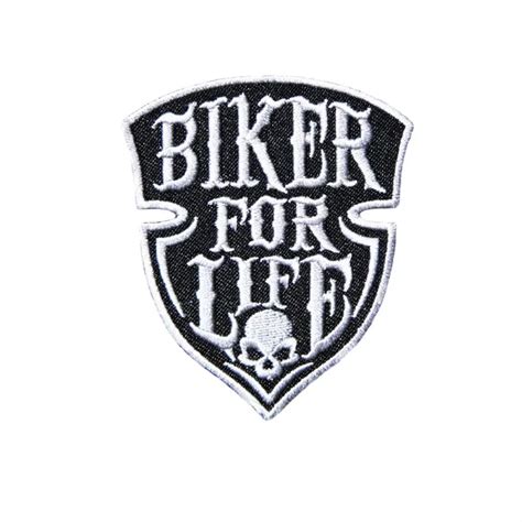 Biker For Life Embroidered Iron On Patches For Clothing Motorcycle