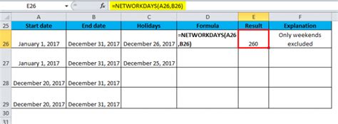 Networkdays In Excel Formula Examples Use Of Networkdays