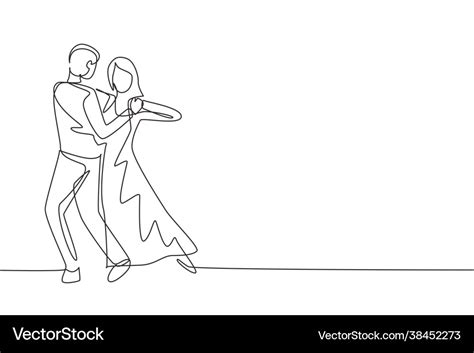 Single One Line Drawing Man Woman Professional Vector Image