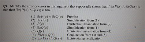 Solved Q9 Identify The Error Or Errors In This Argument