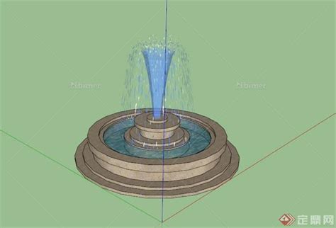 某现代圆形喷泉水池SU模型 SketchUp模型库 毕马汇 Nbimer