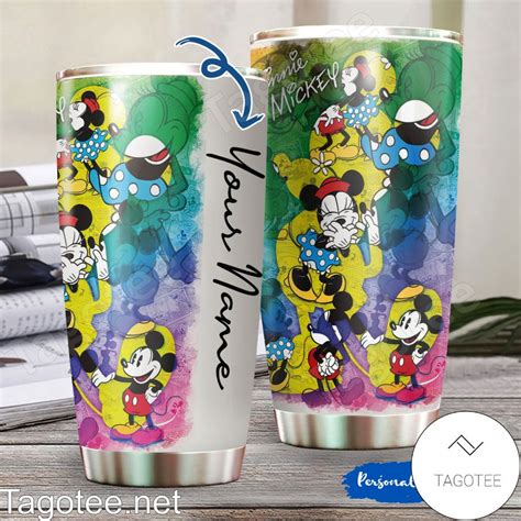 Personalized Mickey And Minnie Multicolor Tumbler Tagotee