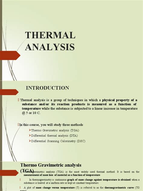 Thermal Analysis Updated Pdf Thermogravimetric Analysis Thermal
